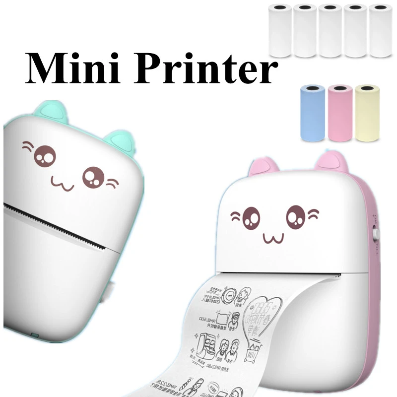 Portable Thermal Printer Mini Cat Print Paper Photo Pocket Thermal ...