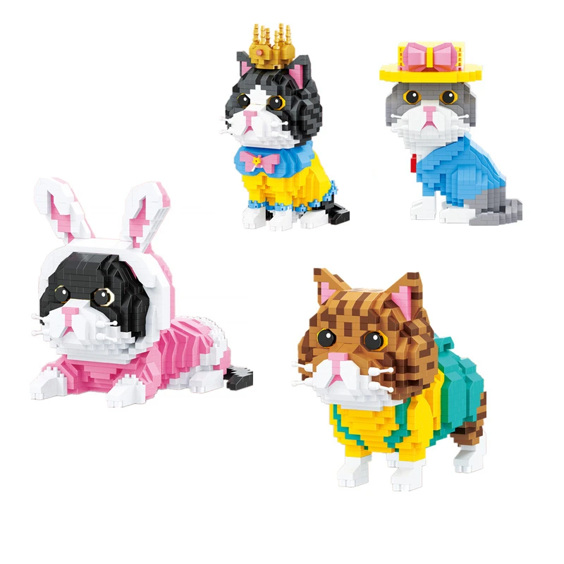 Animal-Dog-Cat-Miniature-Building-Blocks-Set-Cartoon-Pet-Building ...
