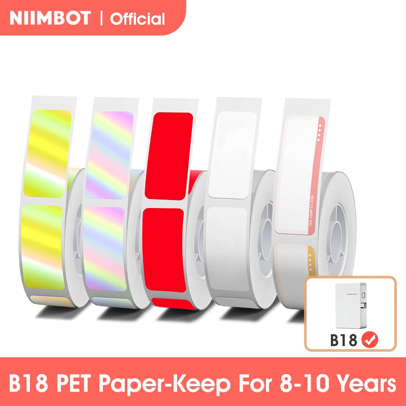 Niimbot-B18-PET-Label-Paper-Keep-8-10-Years-Scratch-Resistant-Tape ...