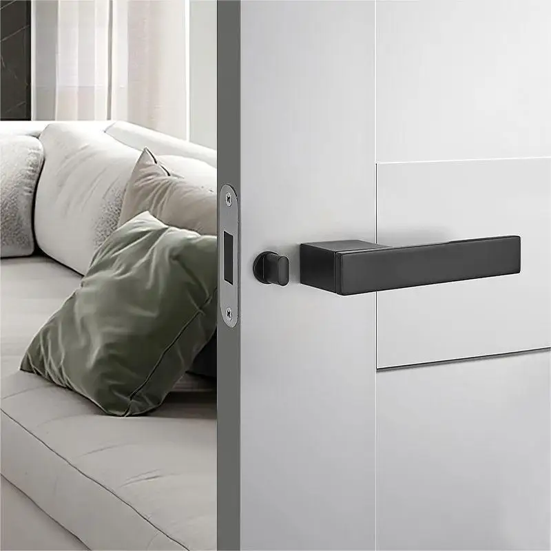 American-Black-Mute-Bedroom-Door-Lock-with-Keys-Security-Entrance-Door-Handle-Lock-Anti-theft ...