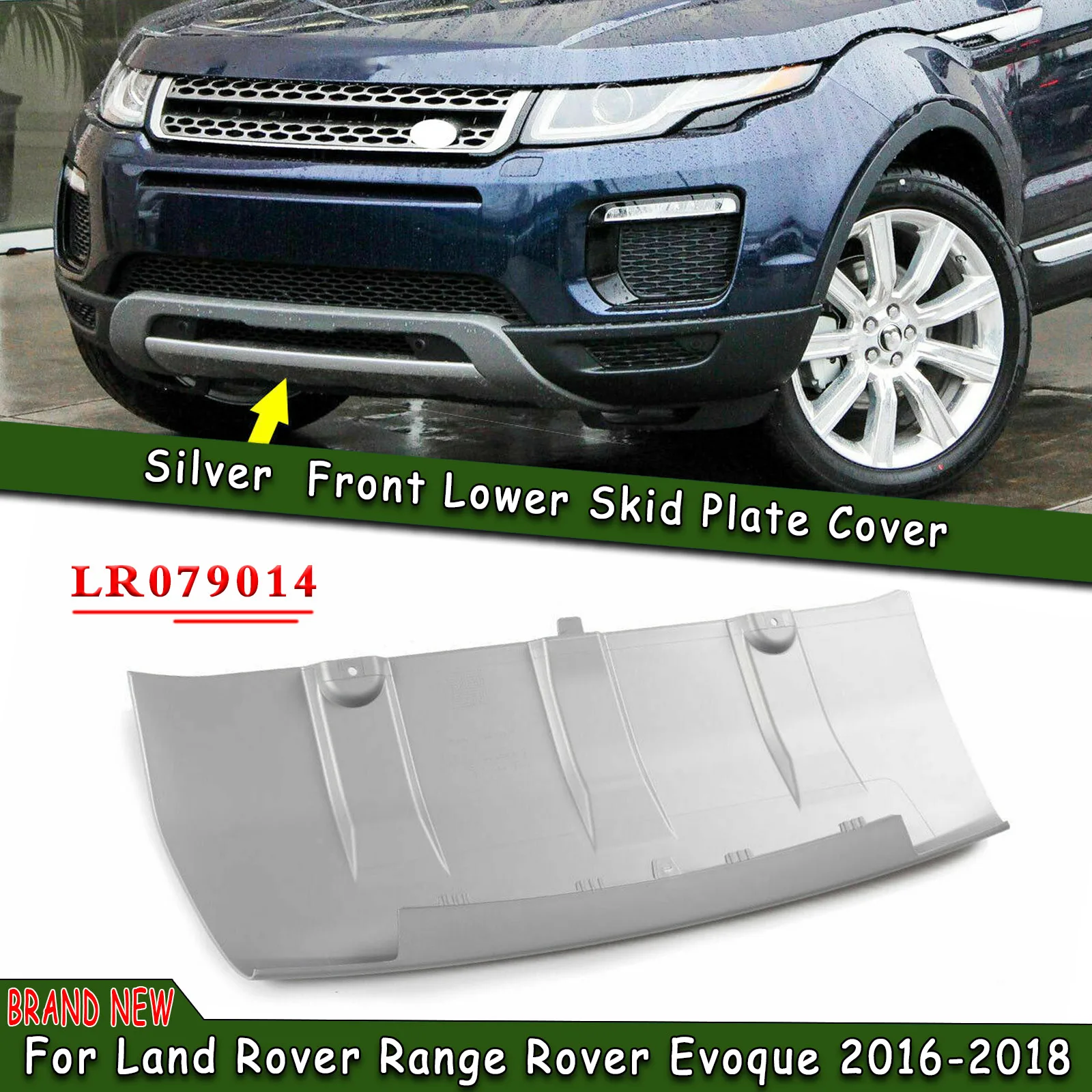 Silver-Car-Front-Bumper-Skid-Fender-Tow-Hook-Cover-Lower-Spoiler-Guard ...