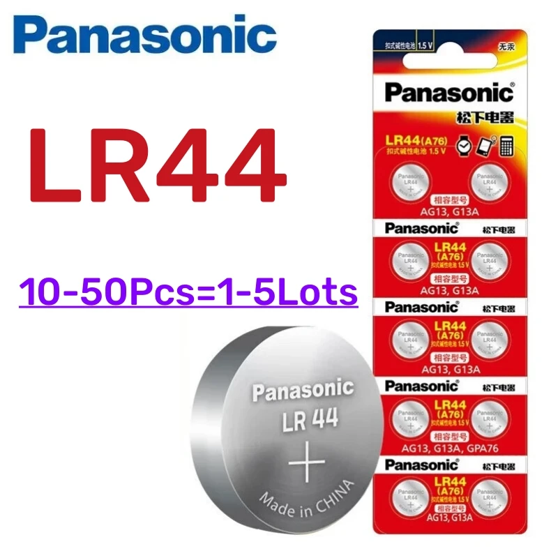 10-50pcs-Original-Panasonic-A76-LR44-AG13-357-SR1154-LR1154-SR44-LR-44 ...