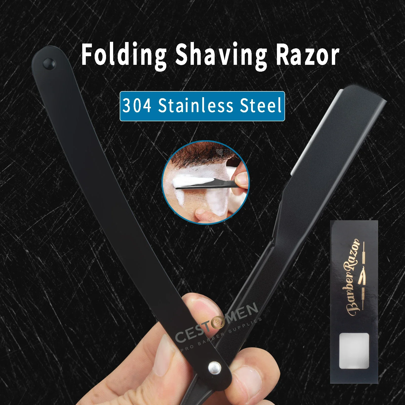 Men-Shaving-Barber-Razors-Hair-Removal-Tools-Black-Folding-Shaver-Knife ...
