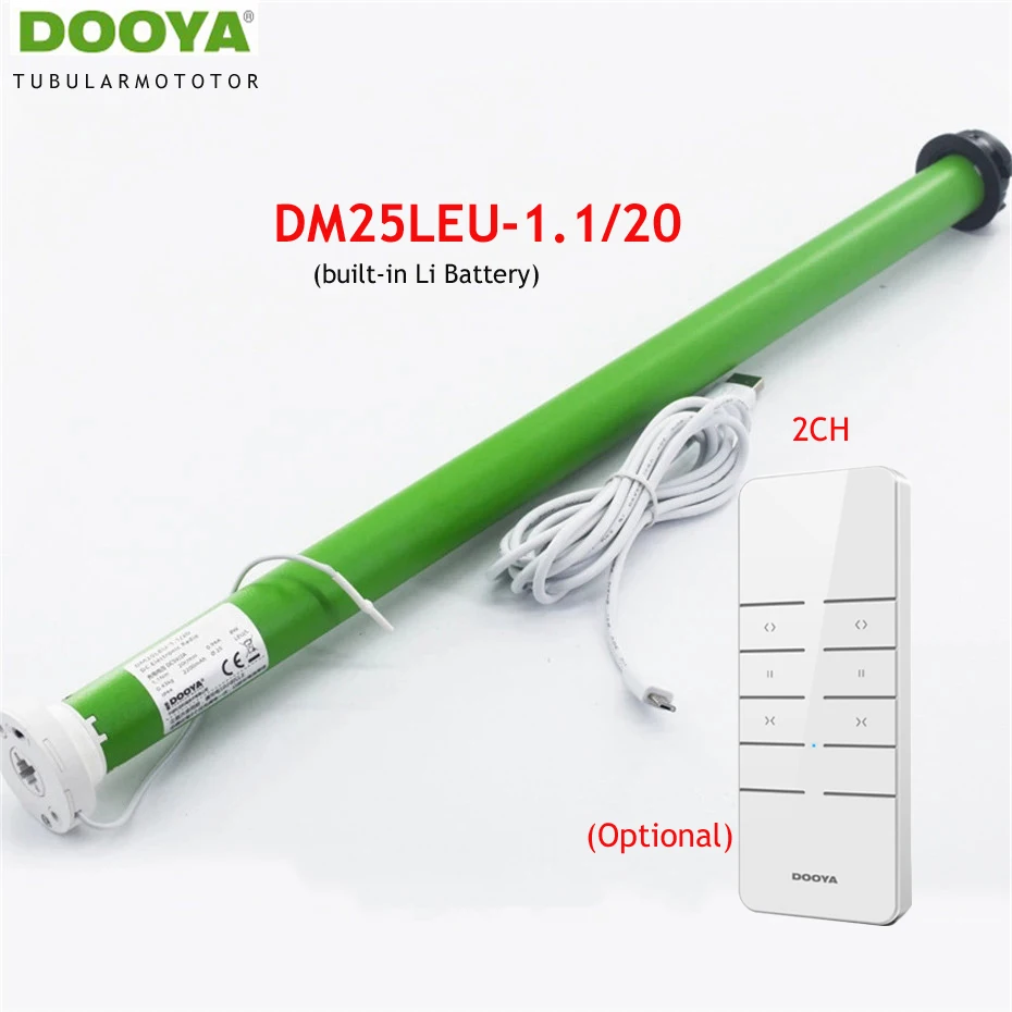 Original DOOYA DM25LEU Tubular Curtain Motor Built-in Li Battery USB ...