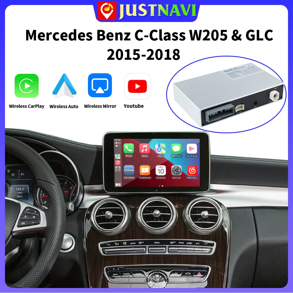 JUSTNAVI CarPlay inalámbrico con cable para Mercedes Benz Clase C W205 ...