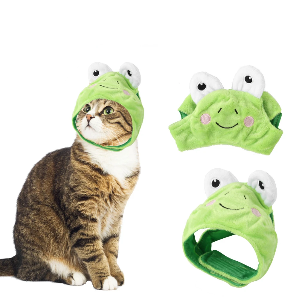Pet Hats Cat Hats Cat Headgear Dress Up Frog Headdress Cute Cartoon Dog ...