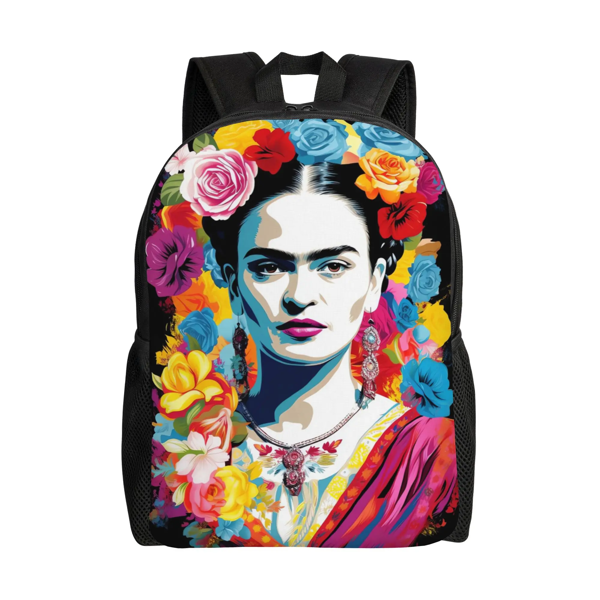 F-Frida K-Kahlo Flower Print Backpack Female Polyester Sport Backpacks ...