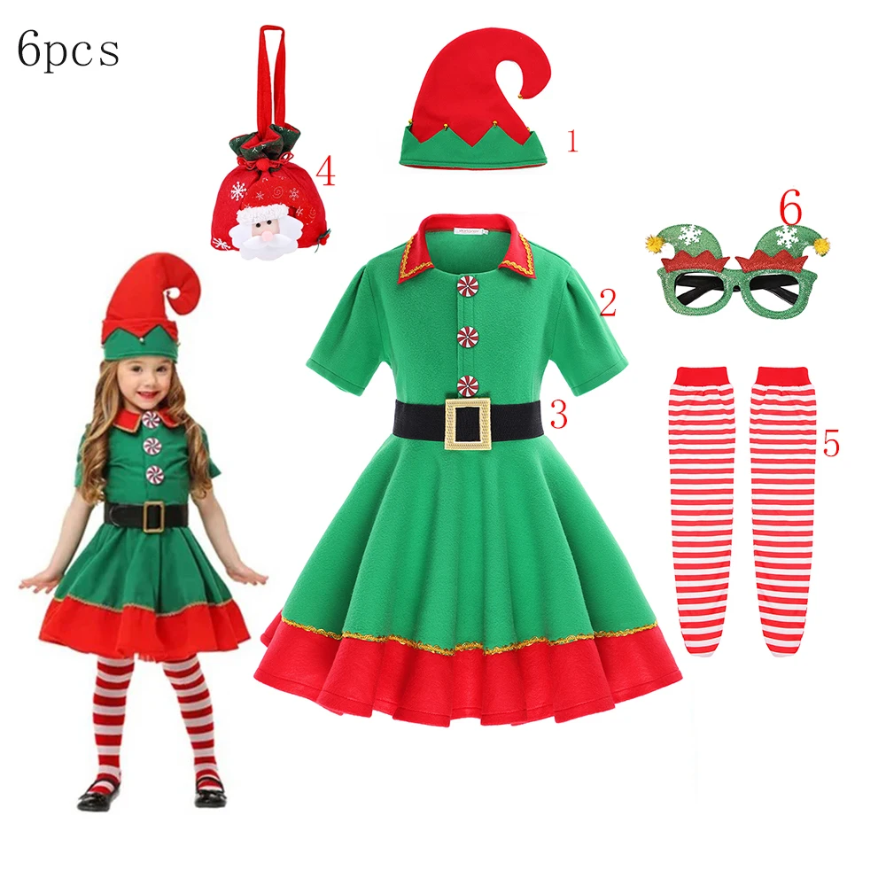 Disfraz de elfo de Año Nuevo 2025 para niña, conjunto de traje de Papá ...