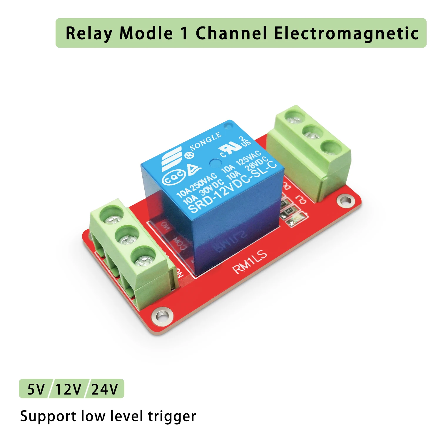 Modulo relè elettromagnetico a 1 canale, Trigger di basso livello, terminali bidirezionali, 5V ...