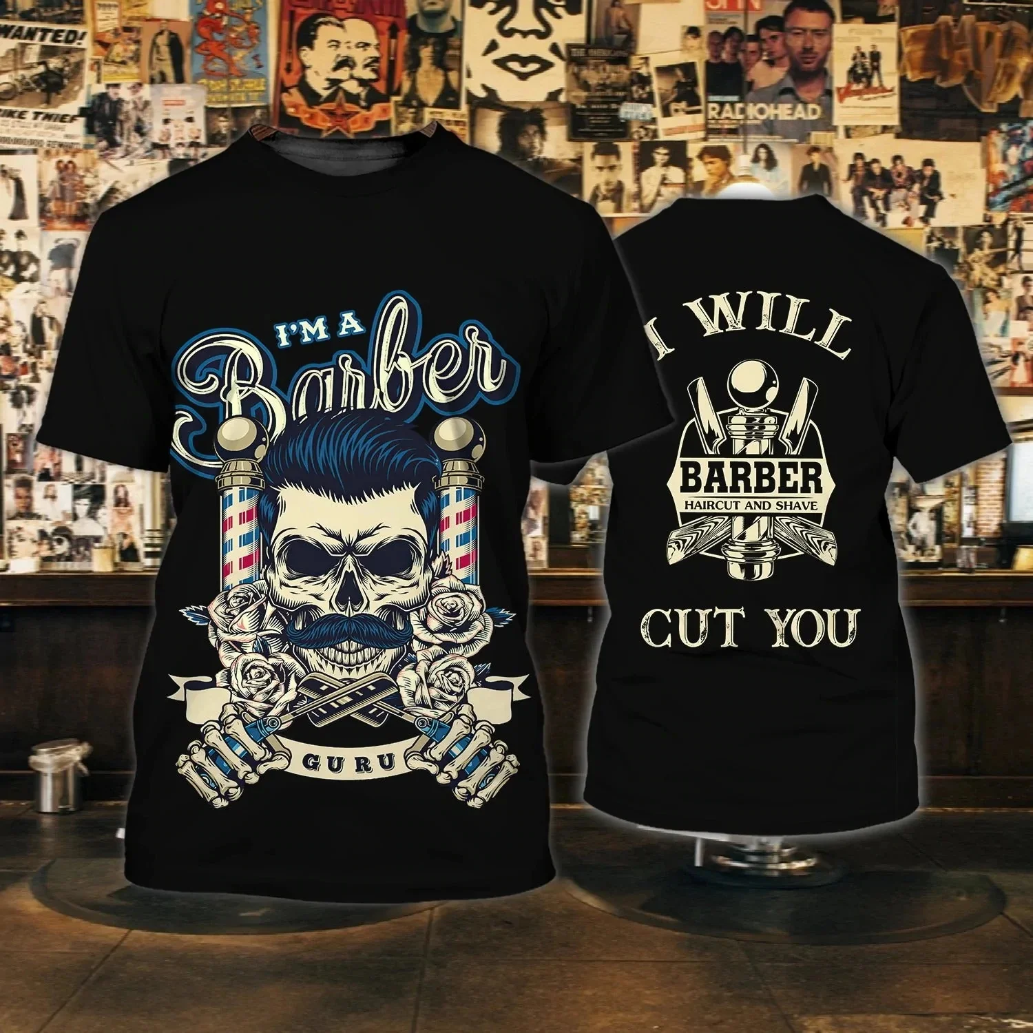 Mens Shirt Printing Barber | Tshirts Men Barber Shirt | Shirt Black ...