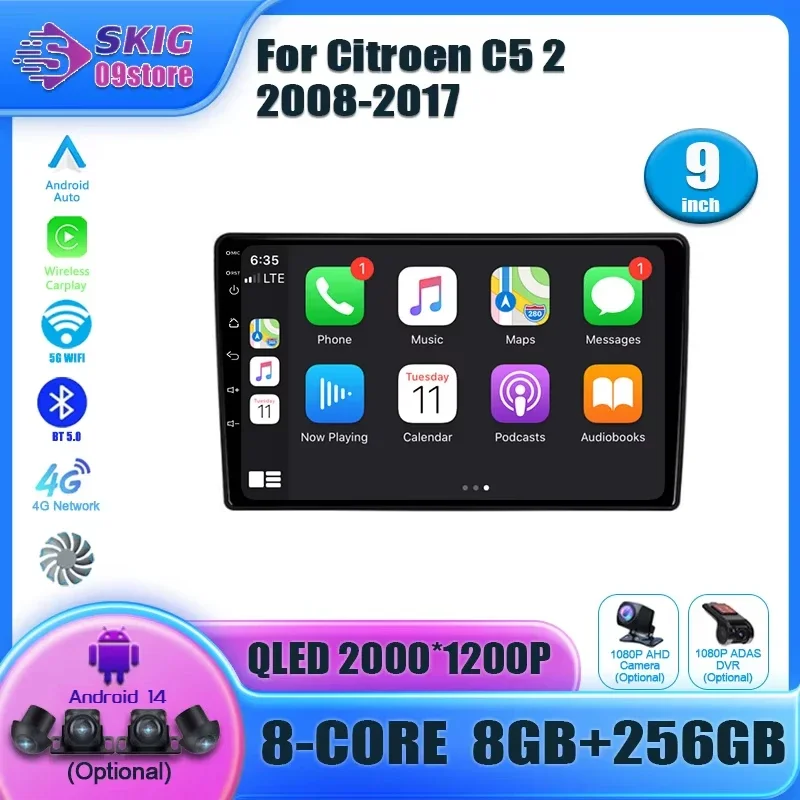 Android 14 Car Radio For Citroen C5 2008-2017 Wireless Bluetooth ...