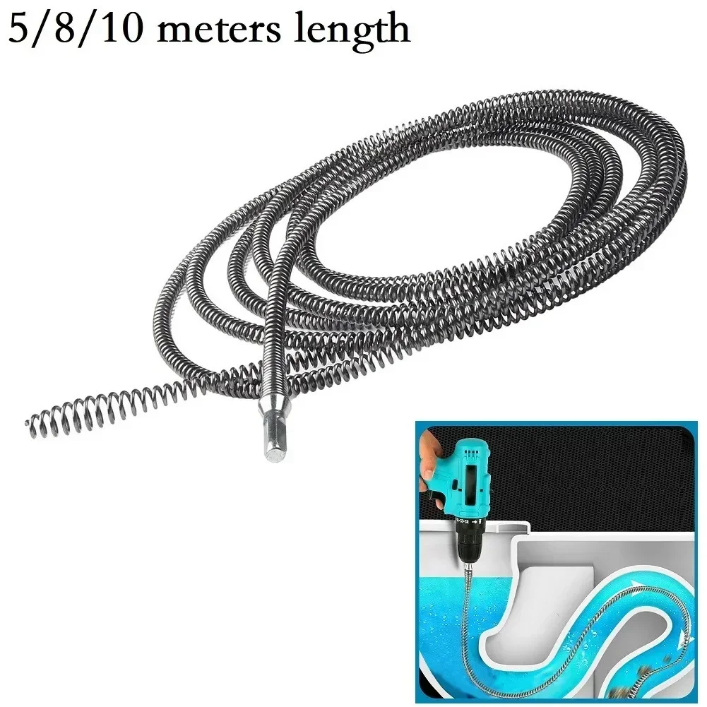 3-5-8-10m-Sewer-Dredging-Spring-Electric-Drill-Drain-Cleaner-Machine ...