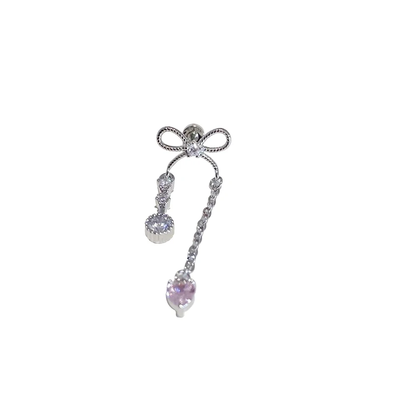 Sweet-Bowknot-Heart-Long-Pendant-Ear-Bone-Nail-For-Women-Girls-Silver ...