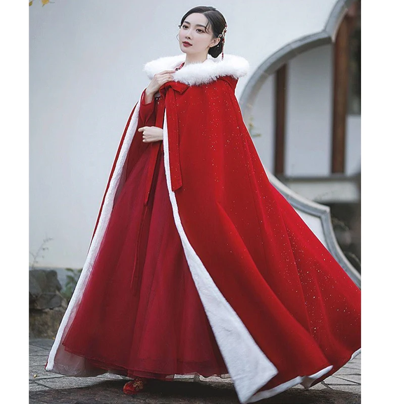 Beautiful-Adult-Hanfu-Red-Women-Ancient-Traditional-Cosplay-Cloak-Cape ...