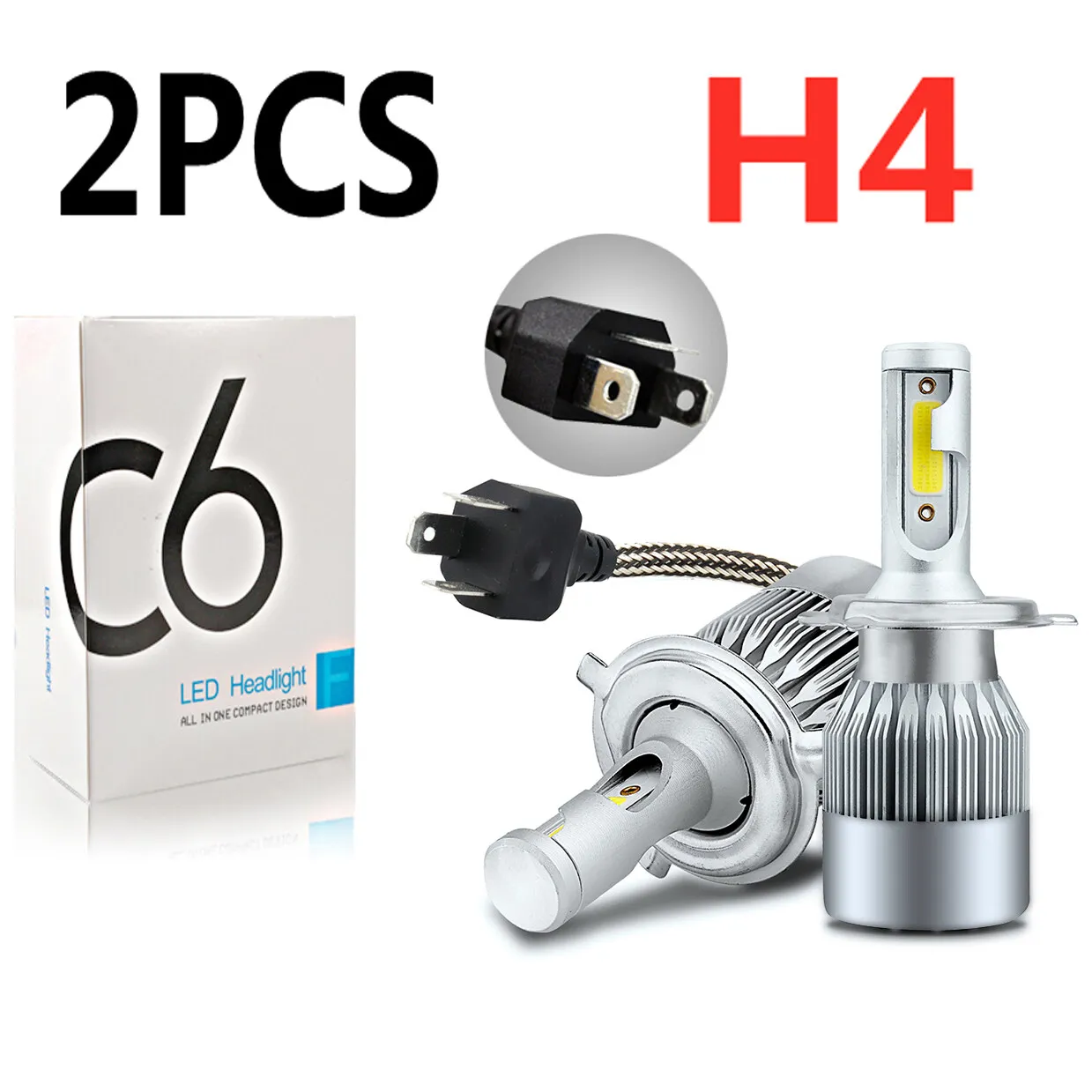 2PCS LED Headlight Bulbs Headlight Bulb H4 9003 Hi/Low All in One ...