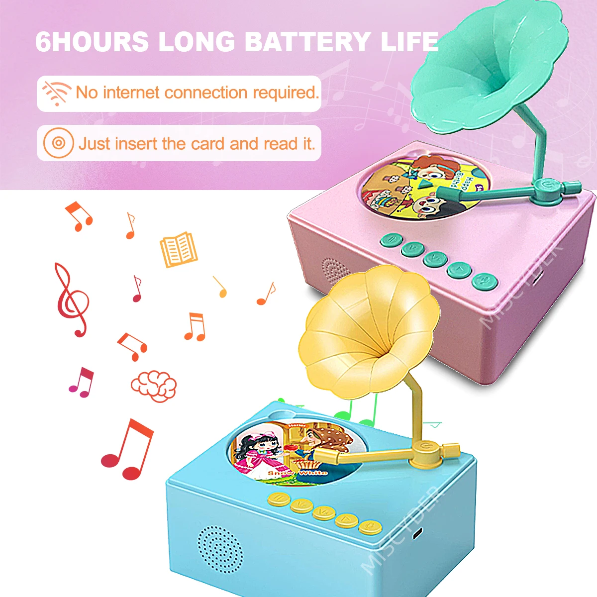 Children's Phonograph Story Music Player Kids Gramophone with 96 Cards ...