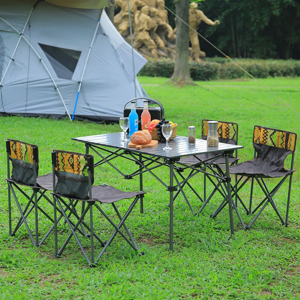 Portable folding camping table and chair set, outdoor camping equipment ...