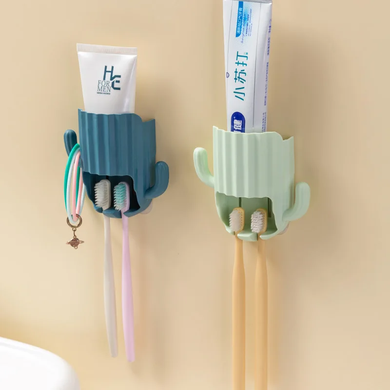 Wall-Self-adhesive-Storage-Rack-Toothpaste-Holder-Cactus-Hook-Drain ...