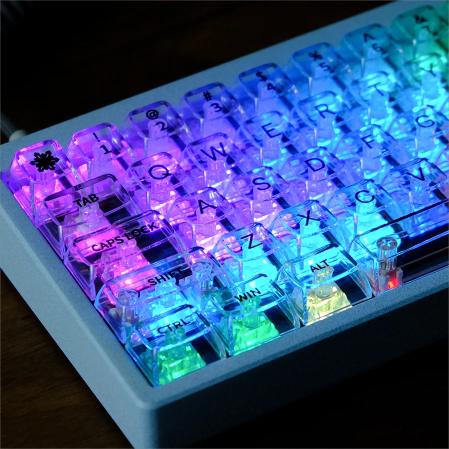 Transparent Crystal Clear Key Caps Cross Switch CBSA Profile 132-key PC ...