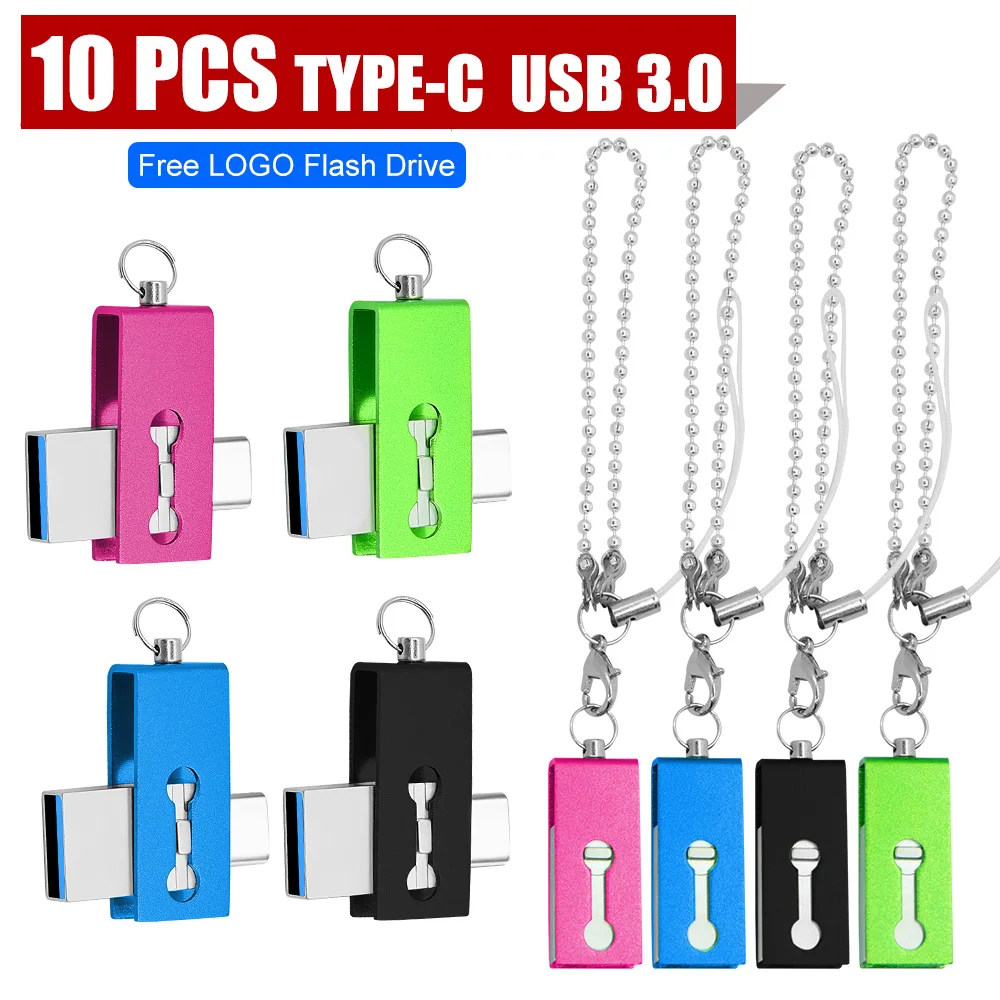 10Pcs-Type-C-OTG-Multi-coloured-USB-Flash-Drive-Pendrive-256GB-128GB ...