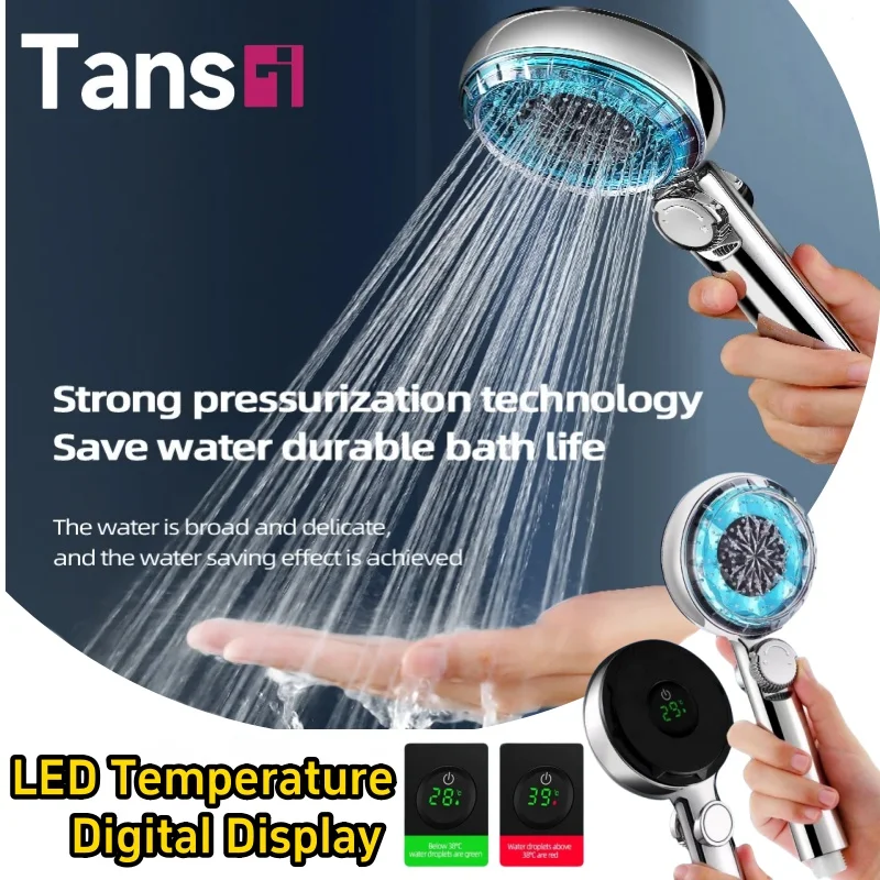High-Pressure-LED-Shower-Head-Temperature-Digital-Display-Bathroom ...