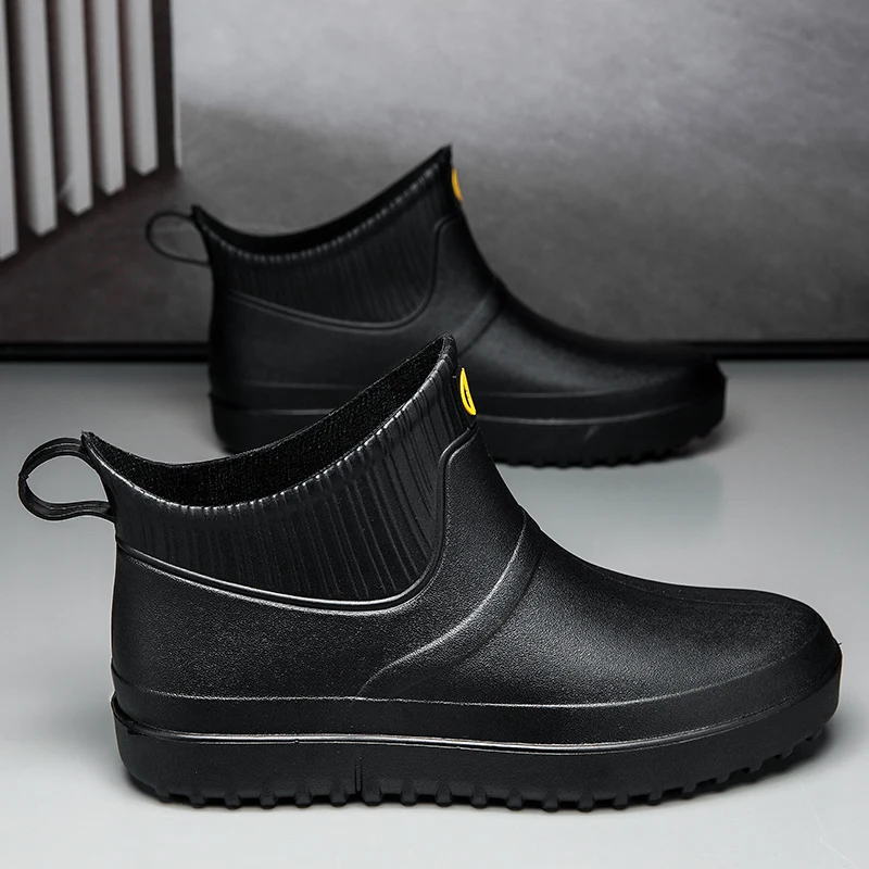 Mens-Rain-Boots-Slip-On-Waterproof-Rubber-Rain-Shoes-Work-Mud-Boots ...
