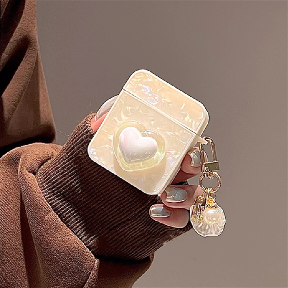 Luxury 3D Love Heart Shell Conch Pattern Case For Airpods 1 2 3 With ...