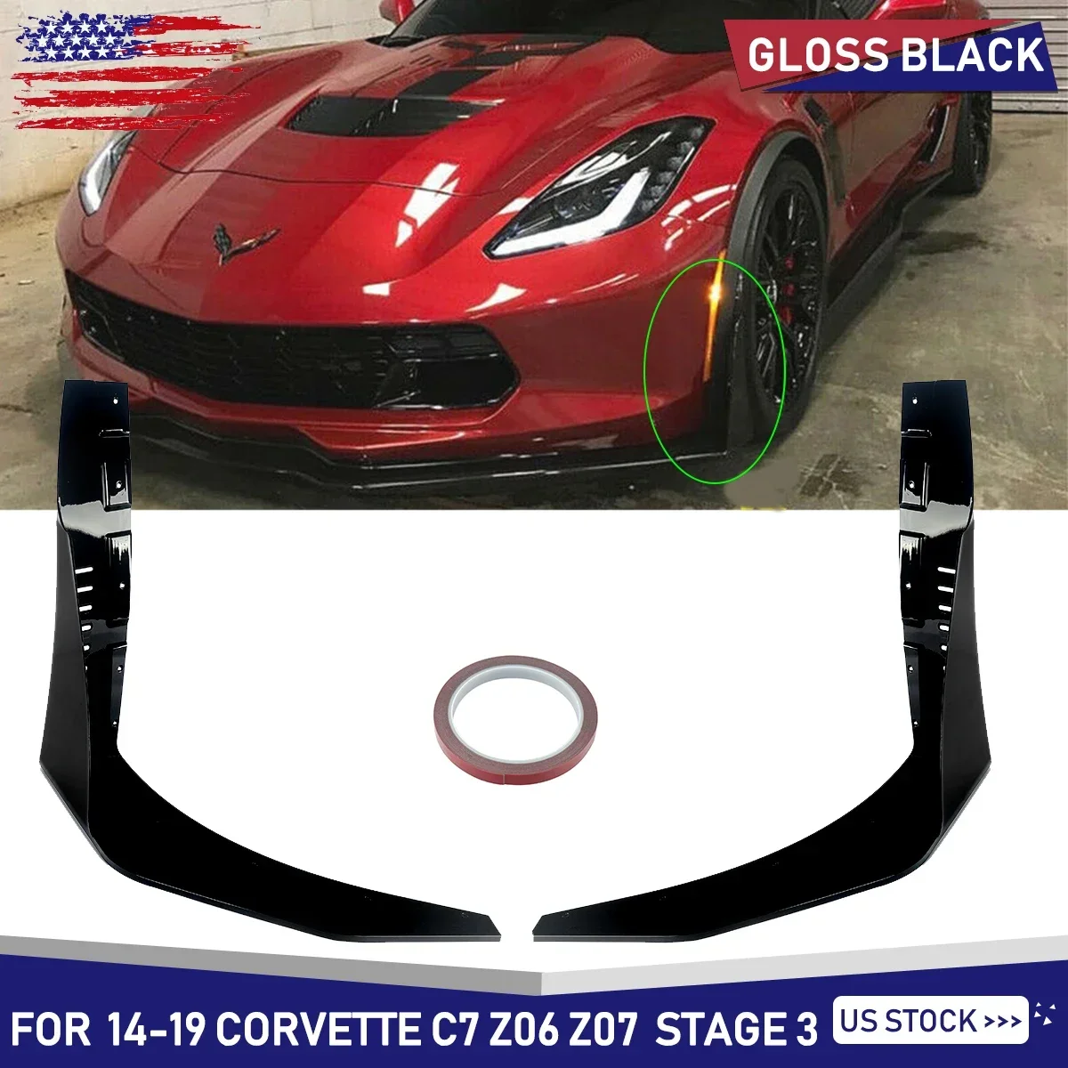 Front-Side-Splitter-Extension-Winglets-For-Corvette-C7-Z06-Z07-Stage-3 ...