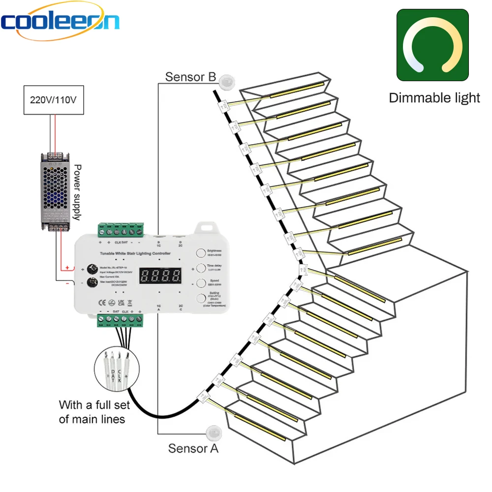 Smart-CCT-Stair-Light-Controller-2700-6500K-Color-Dimmable-COB-Strip ...