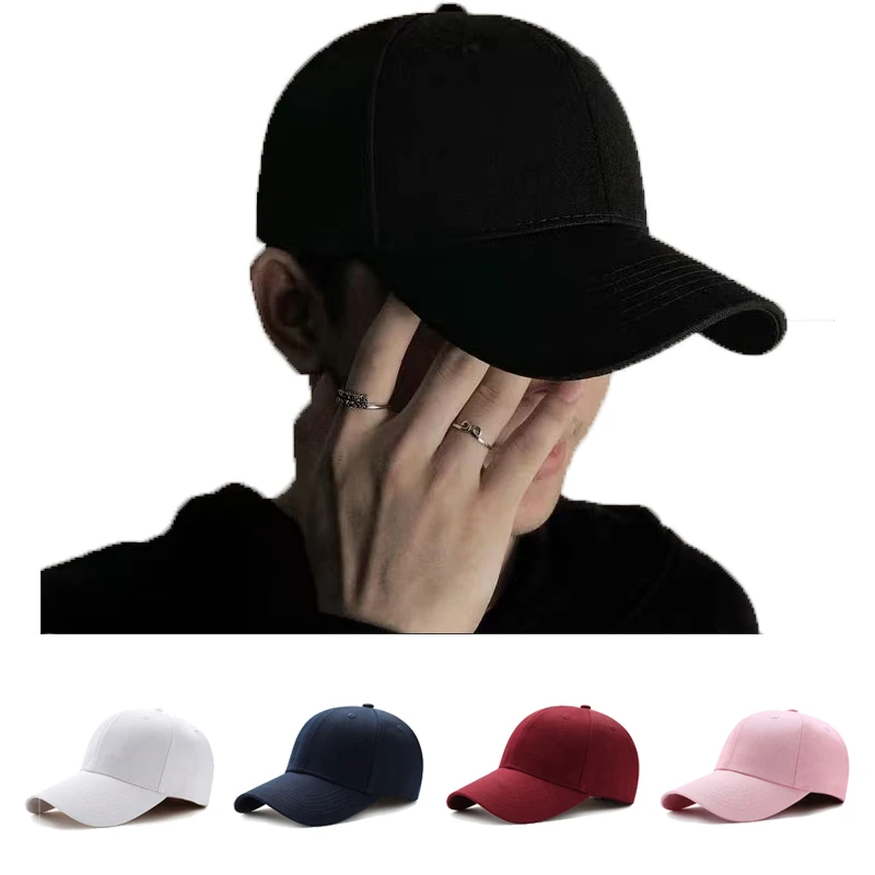 Unisex Black Casquette Solid Color Baseball Cap Men Women Cotton Caps Casual Snapbcak Hats ...