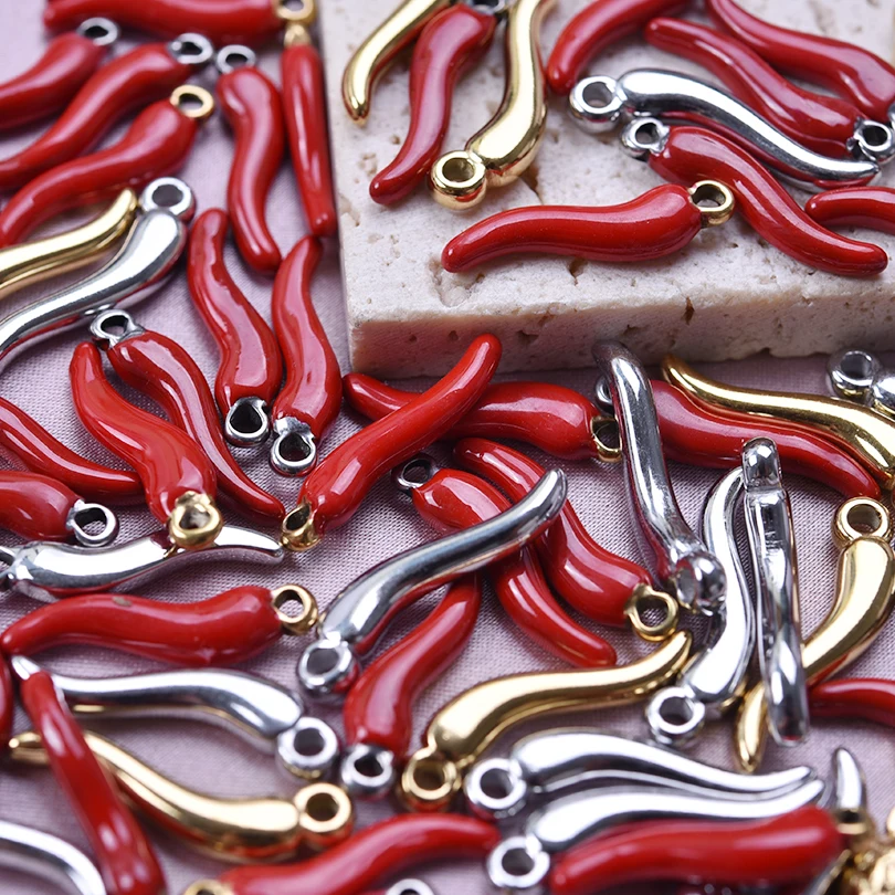 6Pcs/Lot Stainless Steel DIY Red Chili Italian Charms Earrings Material ...