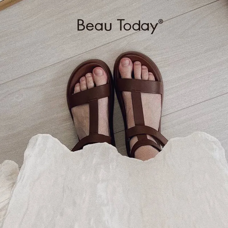 Beautoday Gladiator Sandals Women Genuine Calfskin Leather Open Toe T ...