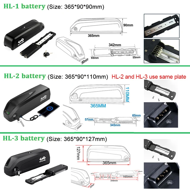 EBike Battery Hailong Polly 52V 48V 24Ah 36V 19.2Ah 13Ah 15Ah 21700 ...