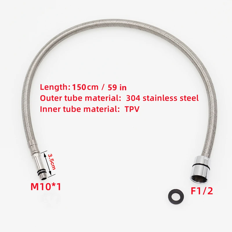 150cm-F1-2-M10-1-304-Stainless-Steel-Kitchen-Faucet-Hose-Pull-Out ...