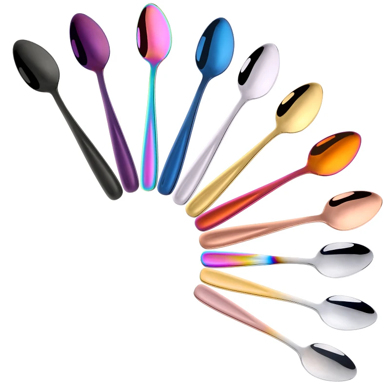 1PCS Colorful Tea Spoon Stainless Steel Cutlery Set Unique Rainbow ...