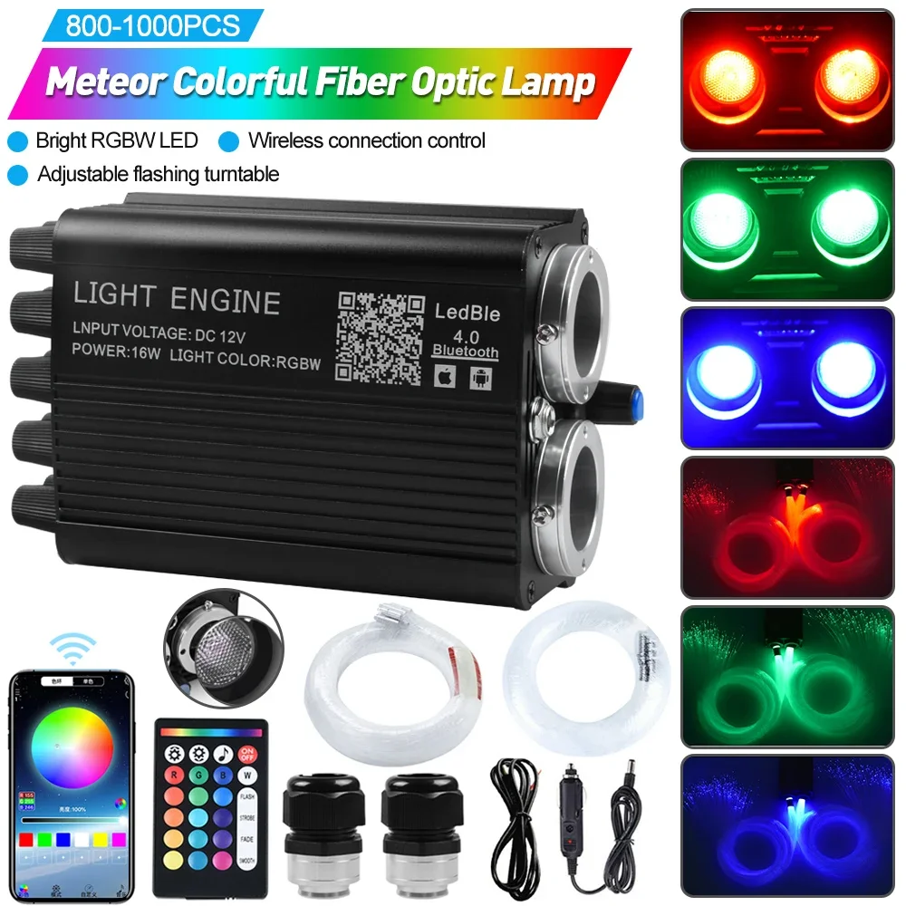 16W-RGBW-Car-Twinkle-Meteor-Light-Fiber-Dual-Port-Optical-Fiber-Lamp ...