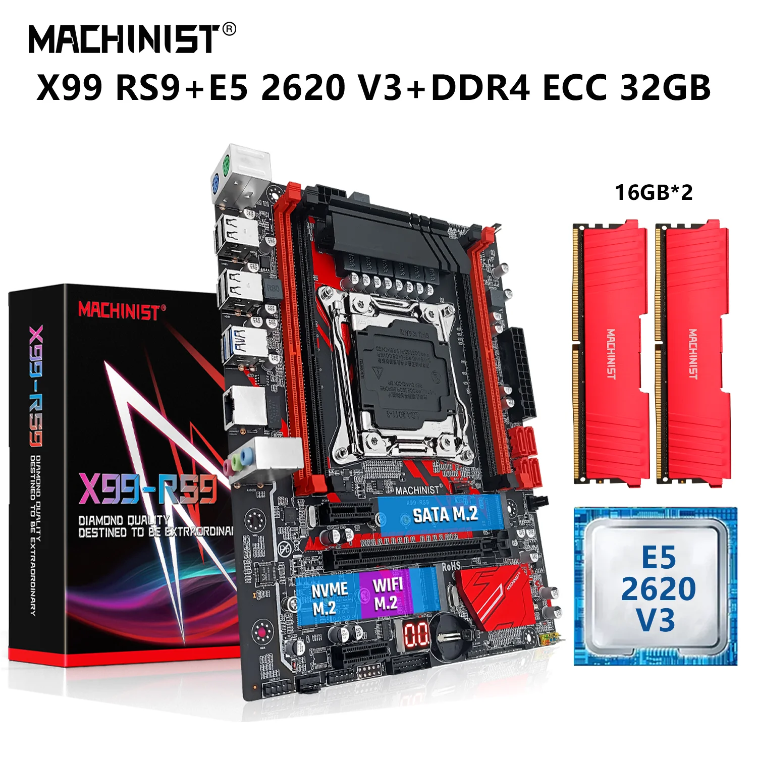 Machinista x99 rs9 placa mãe lga 2011 3 com kit xeon e5 2620 v3 ...