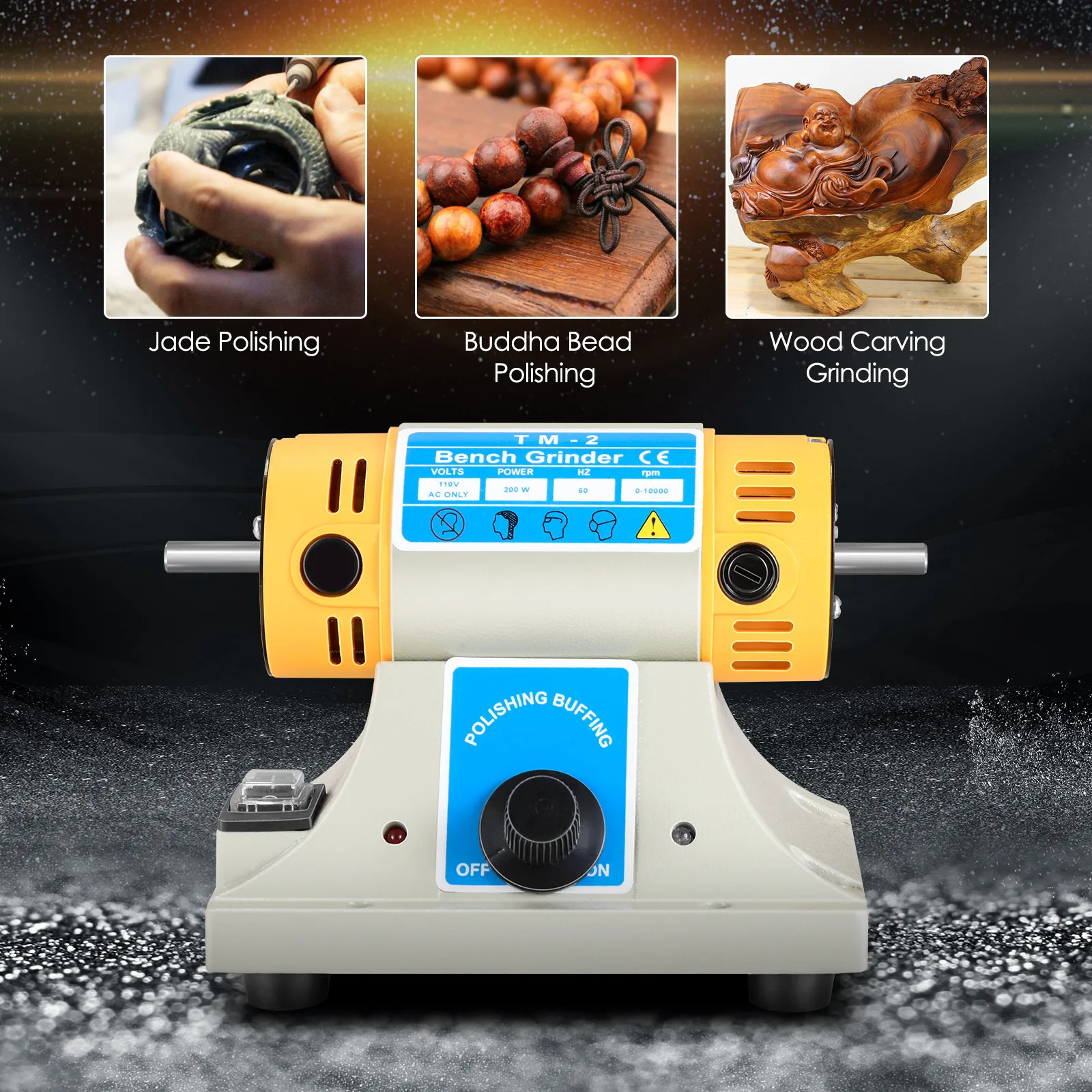 220V-350W-Stone-Polishing-Machine-DIY-Woodworking-Jade-Jewelry-Dental ...