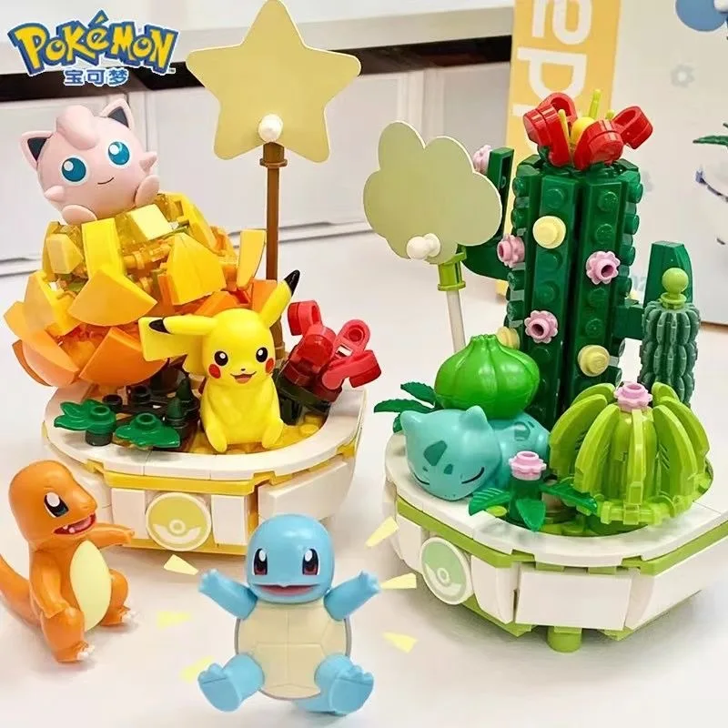 Anime-Pokemon-Series-Building-Block-Creative-Potted-Pikachu-Bulbasaur ...