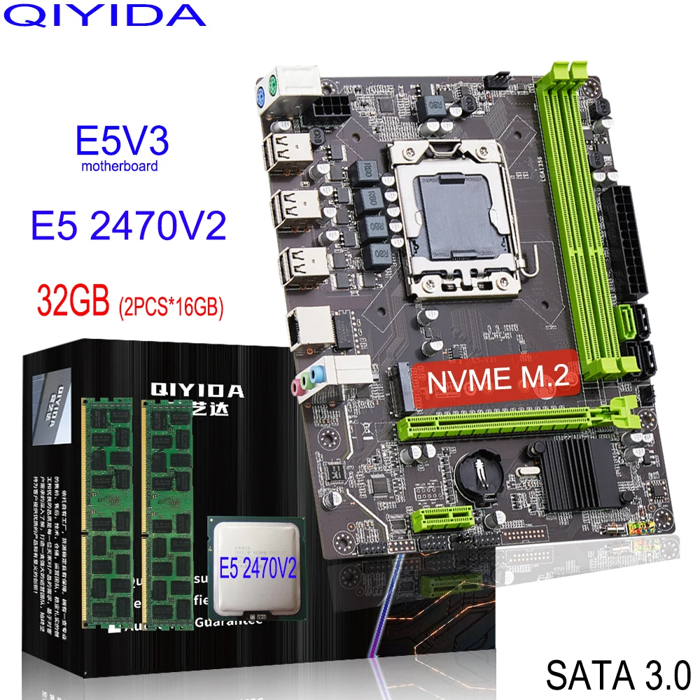 Conjunto De Placas m e QIYIDA X79 E5 LGA1356 Xeon E5 2470 V2 Cpu