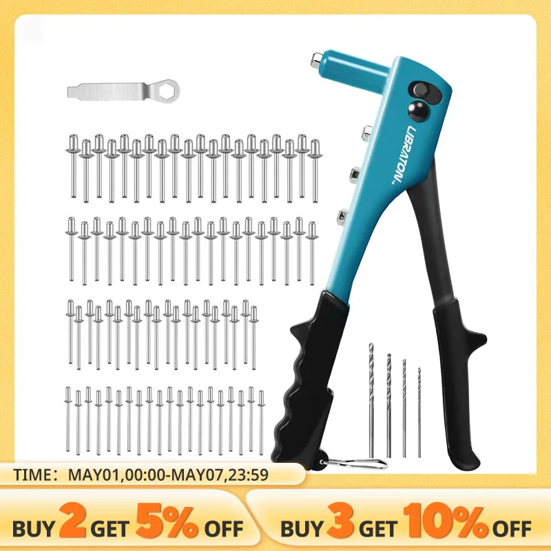 LIBRATON-Rivet-Gun-Rivet-Gun-Kit-Pop-Rivet-Gun-80PCS-Metal-Rivets-4 ...
