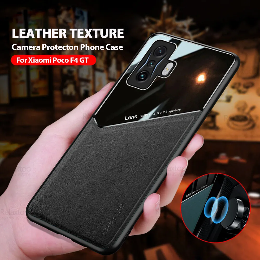 For Xiaomi Poco F4 GT Case Car Magnetic Holder Leather Fundas Pocco ...