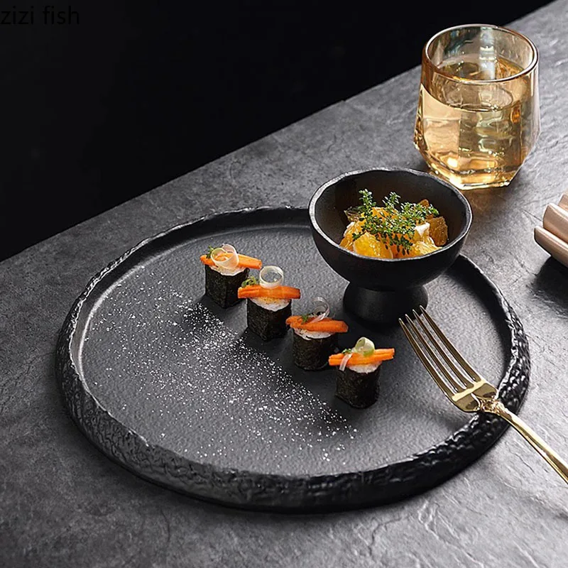Solid-Color-Circular-Ceramic-Steak-Plate-Dessert-Plate-Sushi-Dish ...