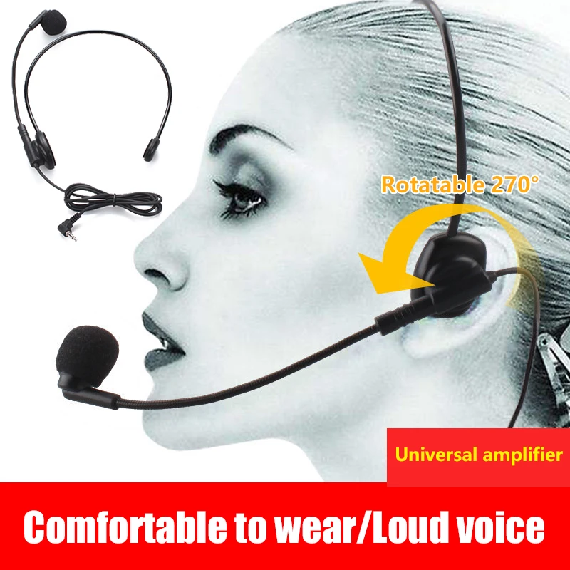 3-5MM-Wired-Headset-Microphone-Rotating-Headset-Voice-Amplifier-Speaker ...