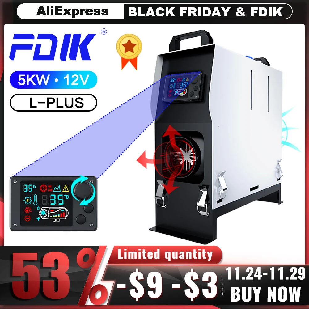 Fdik Portable Auxiliary All In One Diesel Heater 5kw Lcd For Garage ...