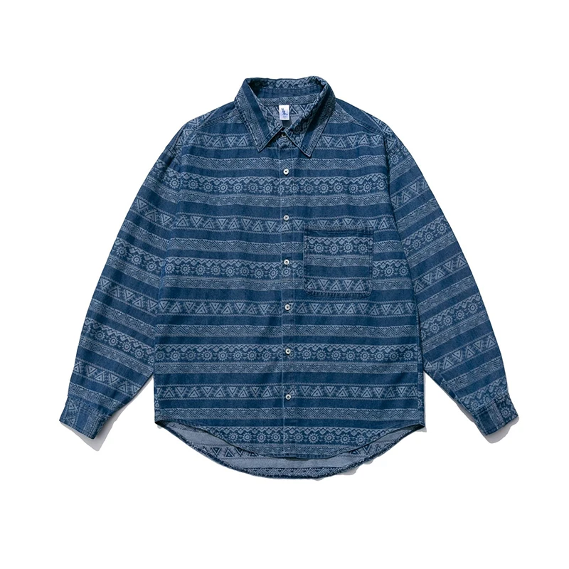 SummerNew-American-Style-Retro-Style-Blue-Dyed-Washed-Old-Shirt-Spring ...