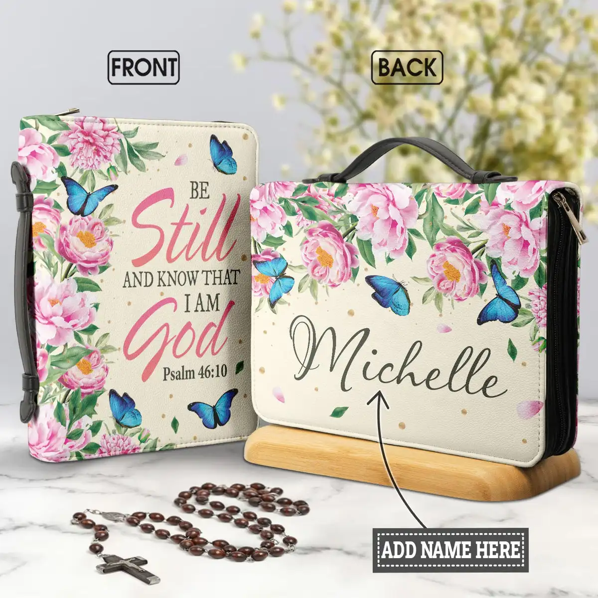 PU Leather Bible Cover Case for Women Be Still And Know That I Am God ...