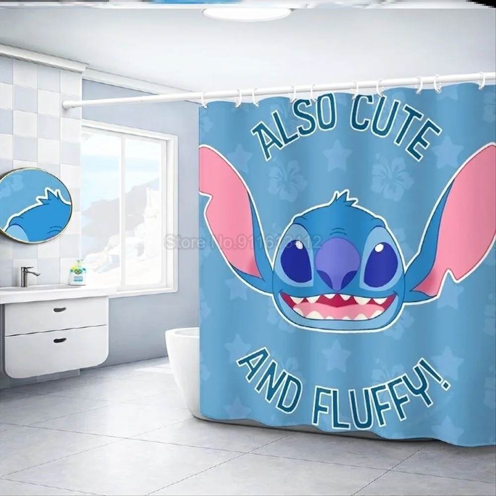 Disney-Lilo-Stitch-Bathroom-Shower-Curtain-3D-Waterproof-Mildew-Proof ...