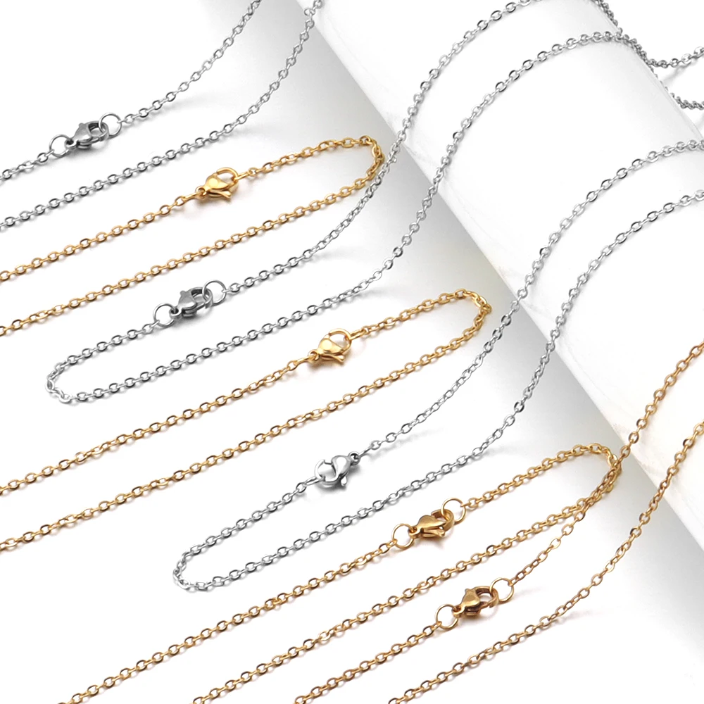 Louleur-5pcs-Stainless-Steel-Flat-Cross-Chain-Link-Bulk-Necklace-Chains ...