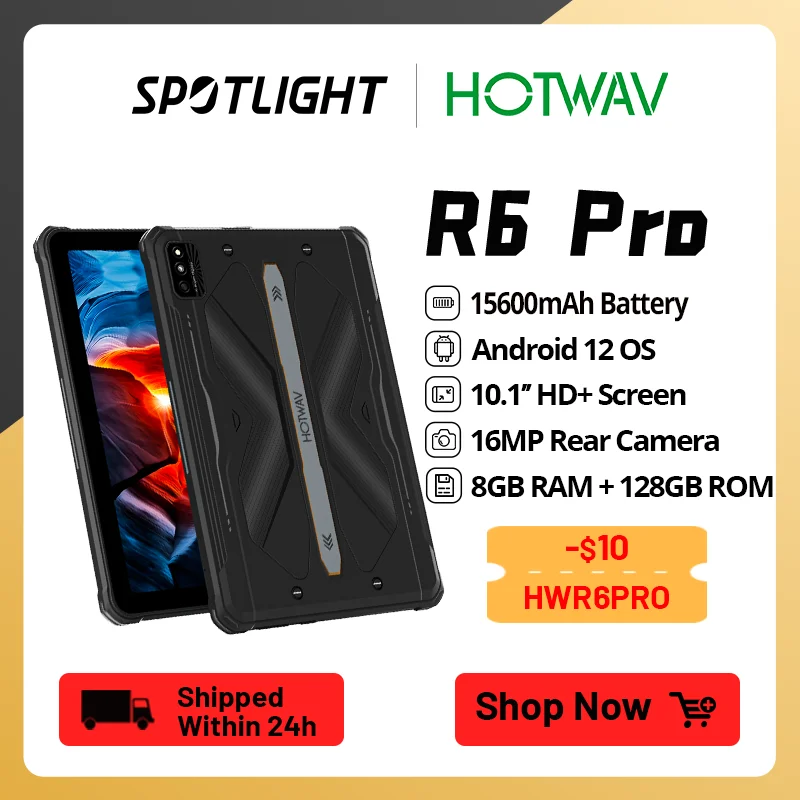 HOTWAV R6 Pro Rugged Tablet 15600mAh Android 12 10.1 Inch HD+ Pad 8GB ...